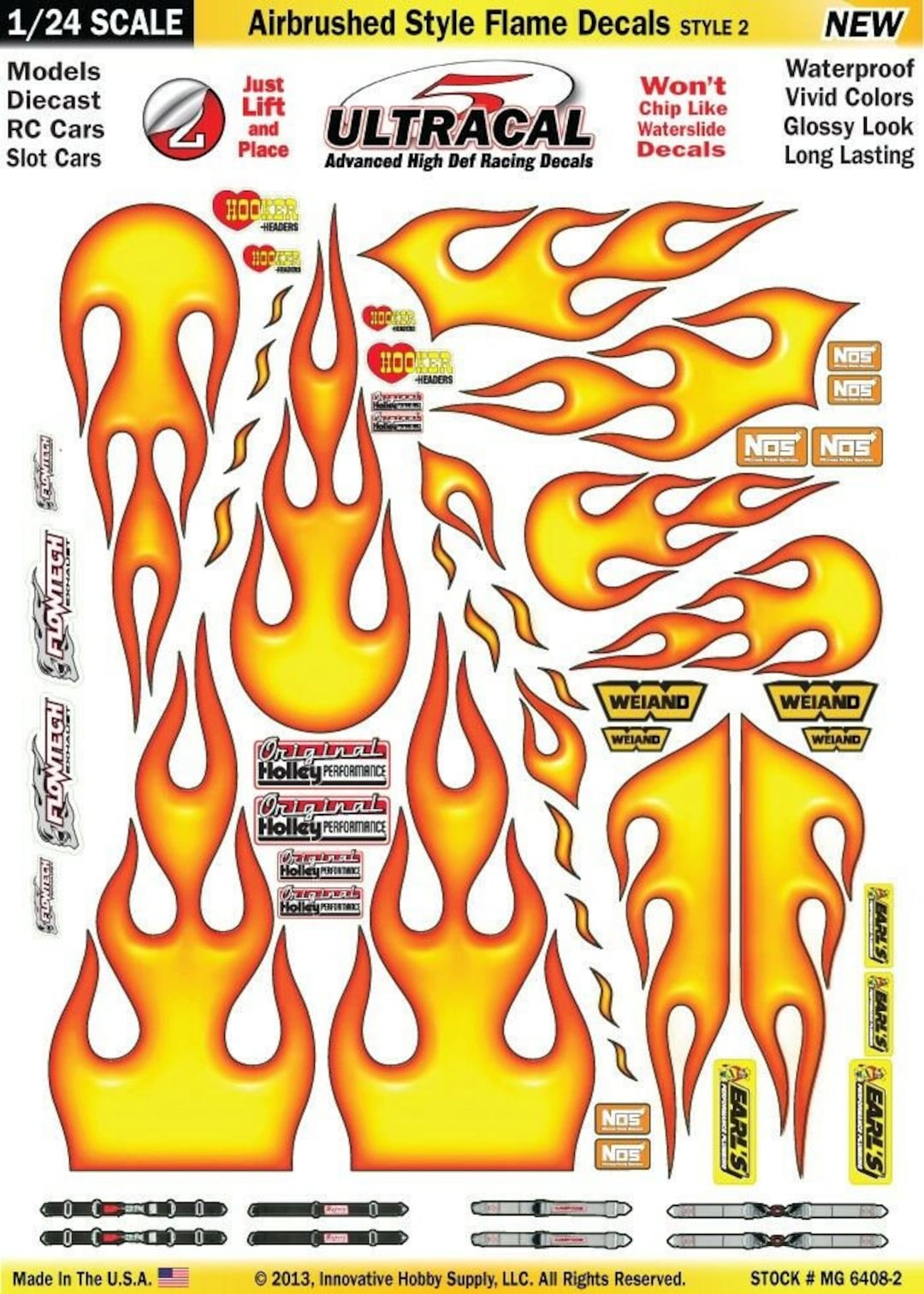 Mg 6408-2 Ultracal Airbrushed Style Flame Style 2 Decals 1:24 Scale - Etsy