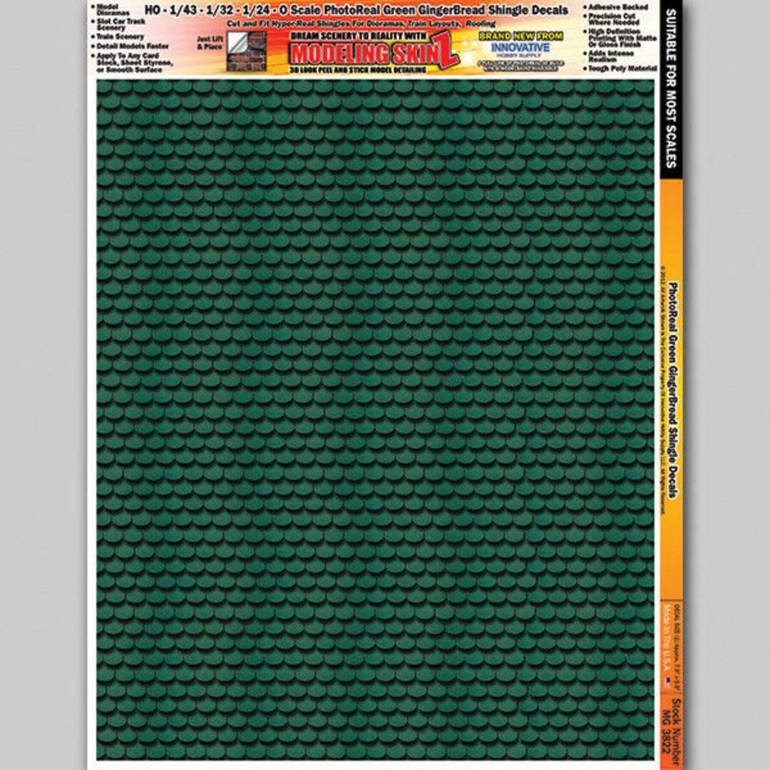 Mg 3822 "green Gingerbread Shingles" Photo Real 3d Modeling Skinz - Etsy