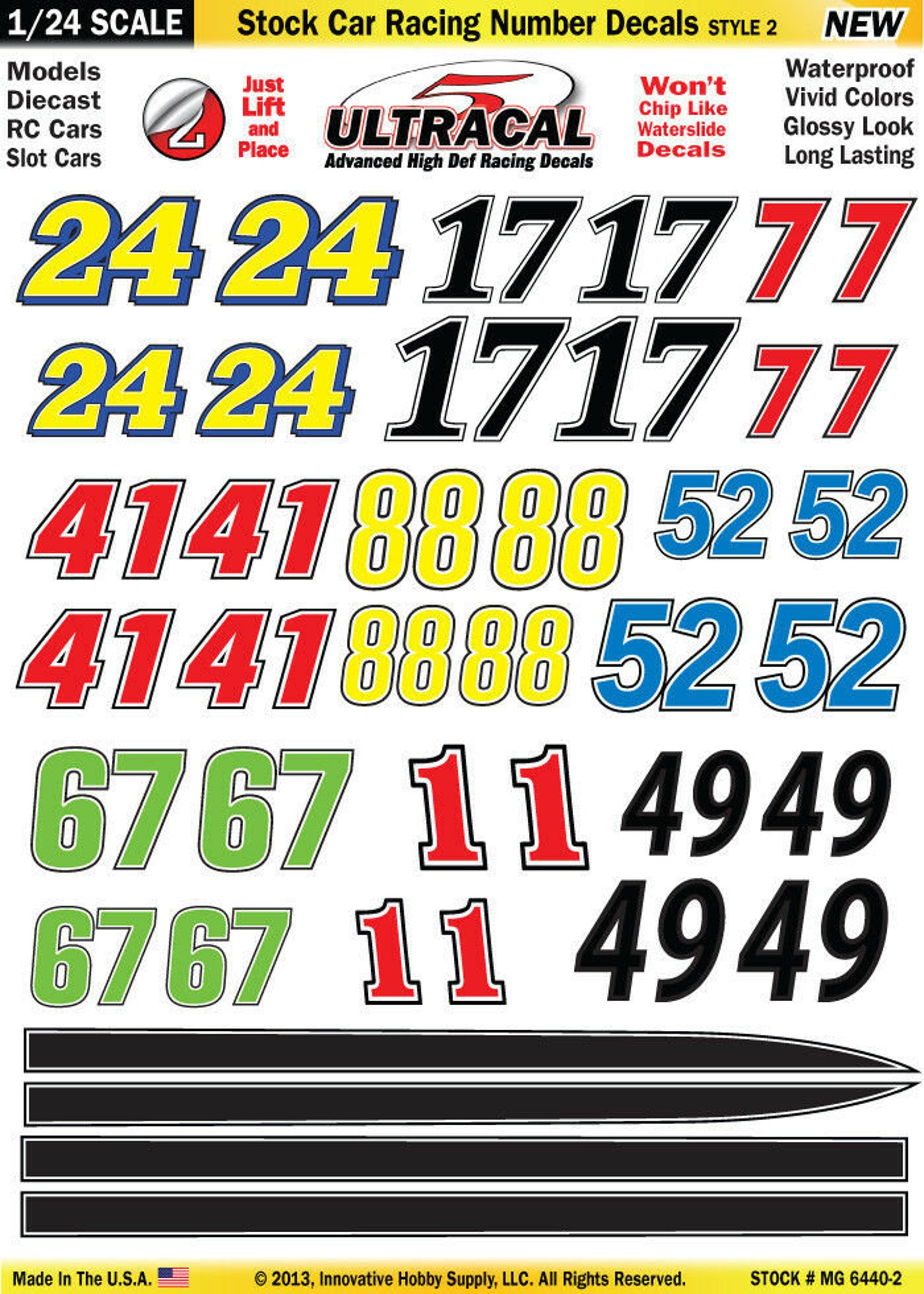 Mg 6440-2 Ultracal Stock Car Racing Number Style 2 Decals 1:24 Scale - Etsy