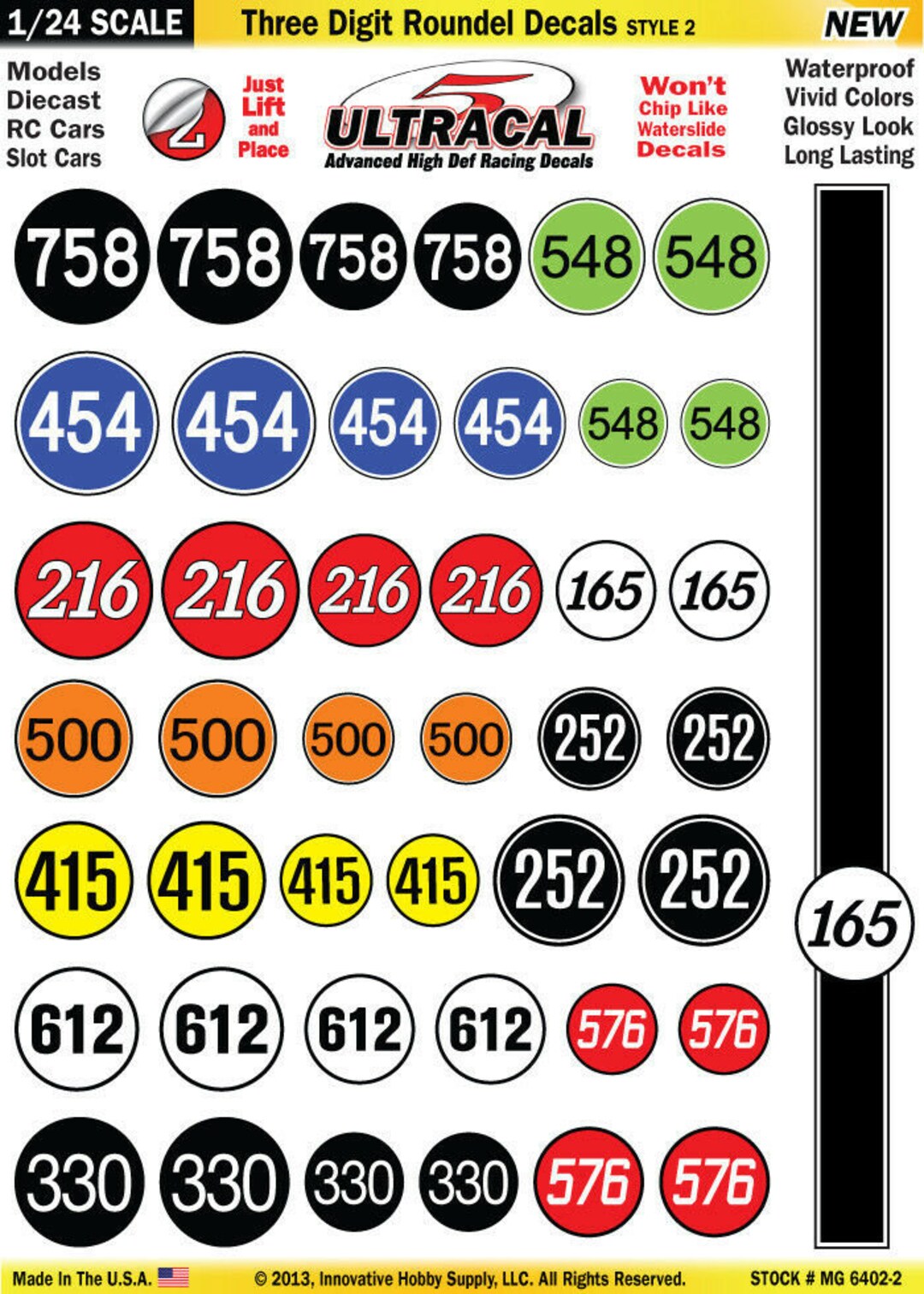 Mg 6402-2 Ultracal Three Digit Roundel Decals Style 2 Decals 1:24 Scale ...