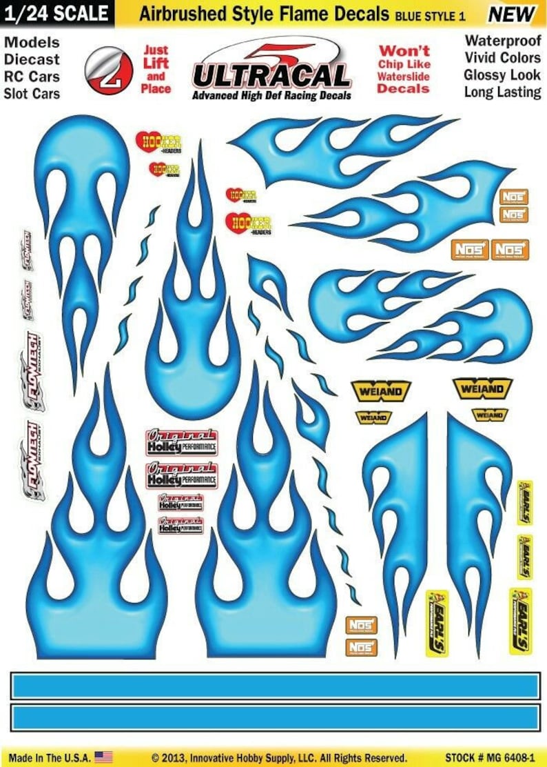 Mg 6408-1 Ultracal Airbrushed Style Flame Blue Style 1 Decals 1:24 ...