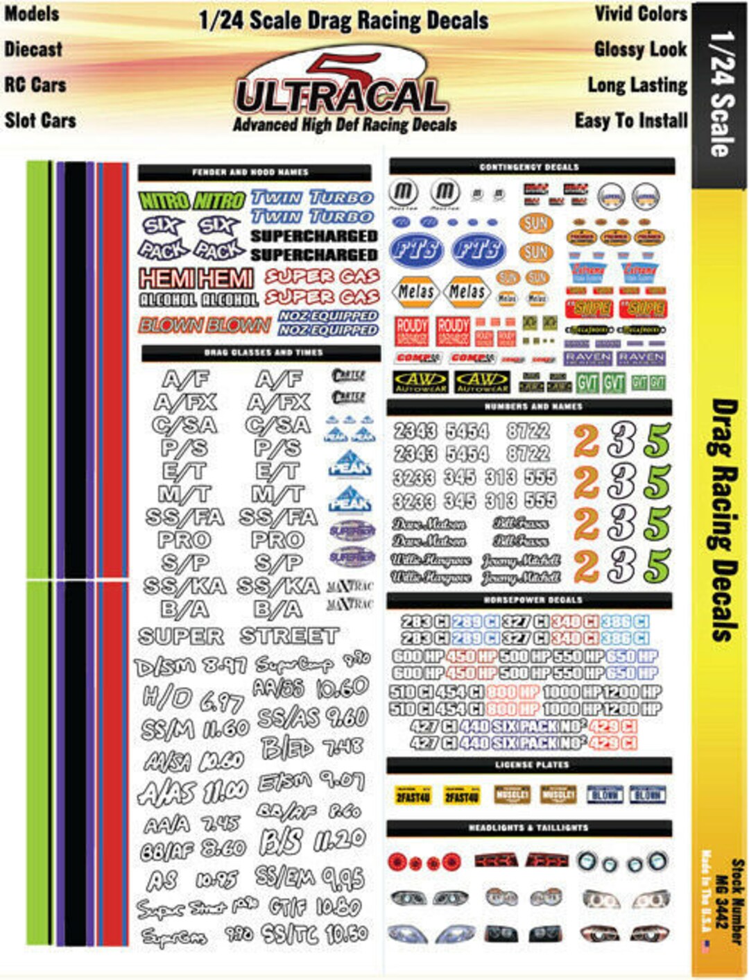 Mg 3442 Ultracal Drag Racing Decals for 1:24 Scale Applications - Etsy