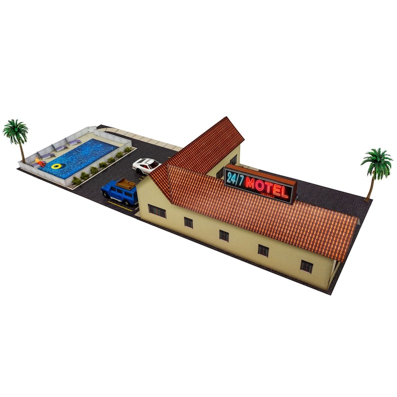 BK 6465 1:64 Scale 24/7 Motel Photo Real Scale Building Kit - Etsy