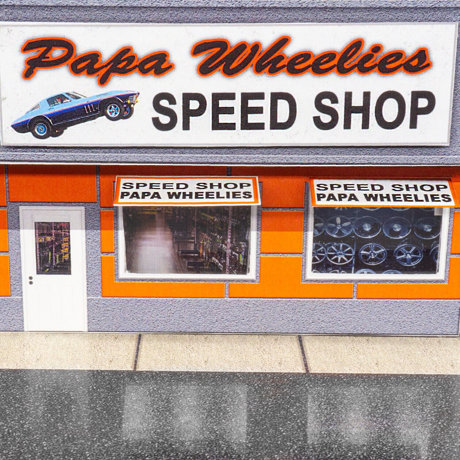 1:64 Scale "papa Wheelies Speed Shop" Photo Real Scale Building Kit - Etsy
