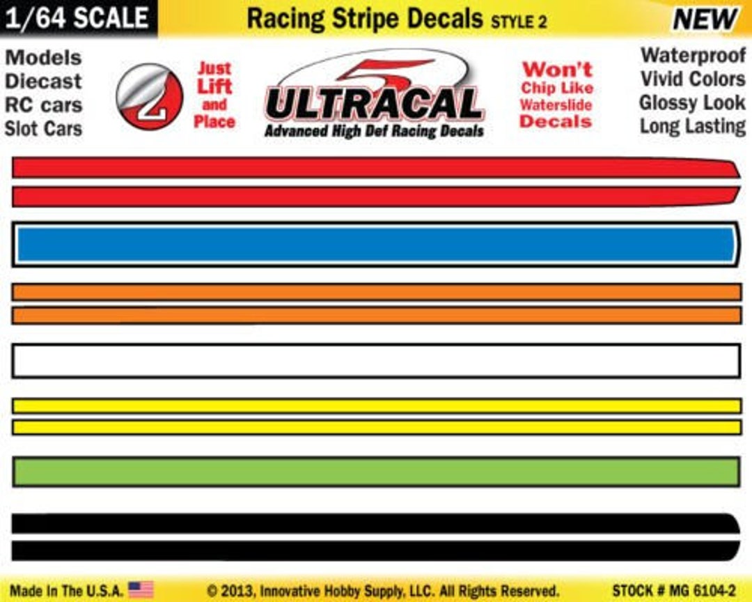 Ultracal Racing Stripe Decals Style 2 Red Blue Orange 1:64 Scale - Etsy