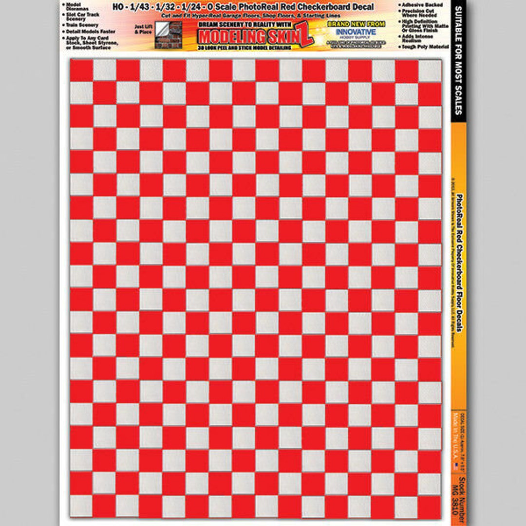 Mg 3810 "red Checkerboard Floor" Photo Real 3d Modeling Skinz - Etsy