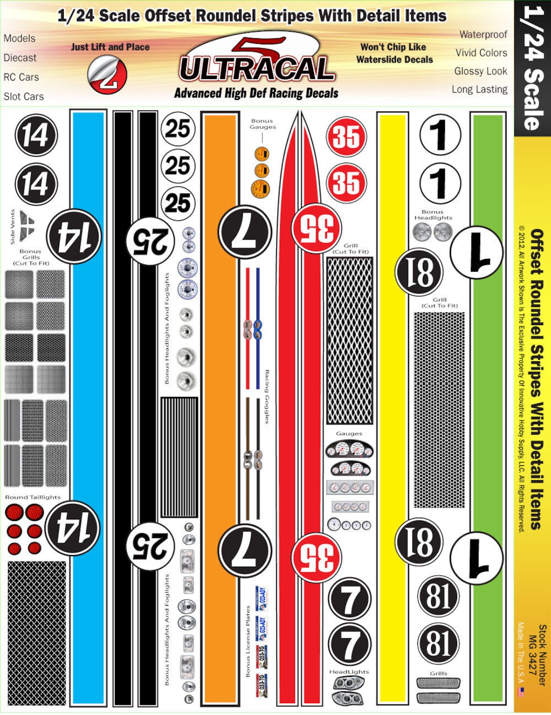 MG 3427 Ultracal Offset Roundel Racing Stripe Decals for 1:24 Scale - Etsy