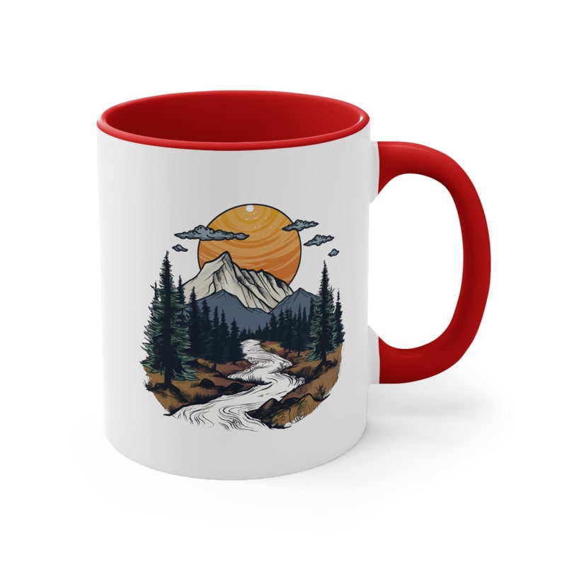 Nature Mug 11oz, 15oz, Nature Landscape, Outdoors, Sunset, River, Trees ...