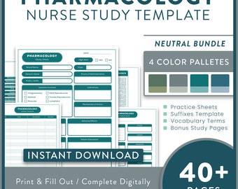 Pharmacology Template, Nursing School Printable, Fillable, NCLEX Study ...