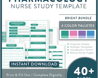 Pharmacology Template, Nursing School Printable, Fillable, NCLEX Study ...
