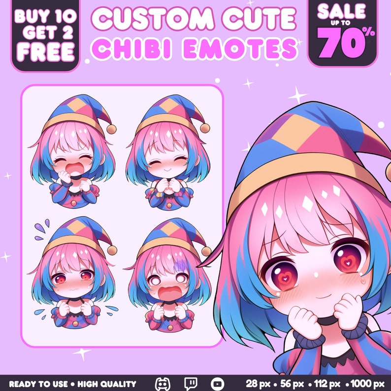 Custom Emotes for Streaming, Cute Chibi Emotes, Custom Emotes, Twitch ...
