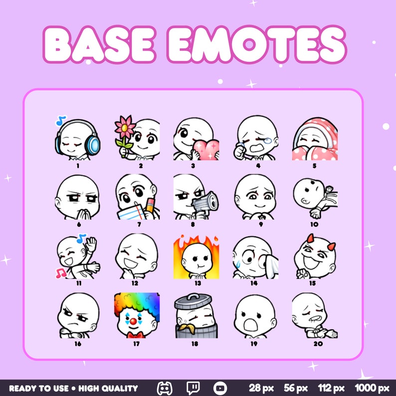 Custom Emotes for Streaming, Cute Chibi Emotes, Custom Emotes, Twitch ...
