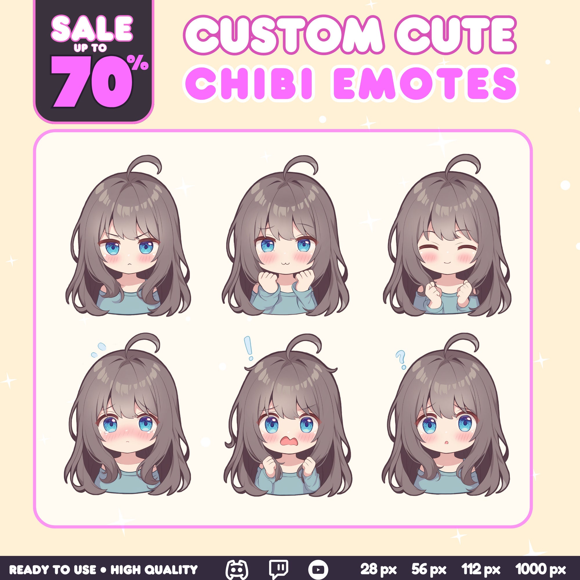 Custom Emotes for Streaming, Cute Chibi Emotes, Custom Emotes, Twitch ...