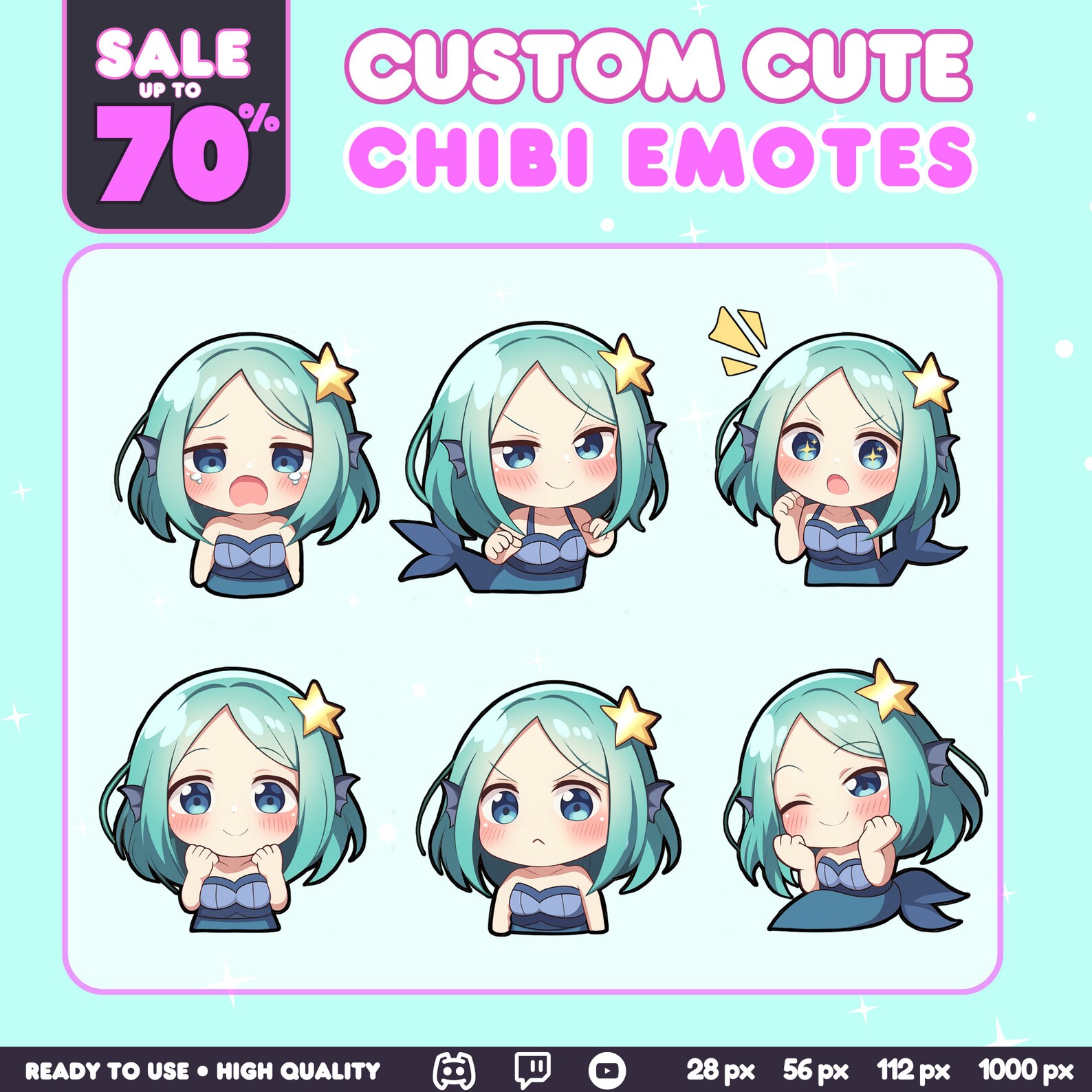 Custom Emotes for Streaming, Cute Chibi Emotes, Custom Emotes, Twitch ...