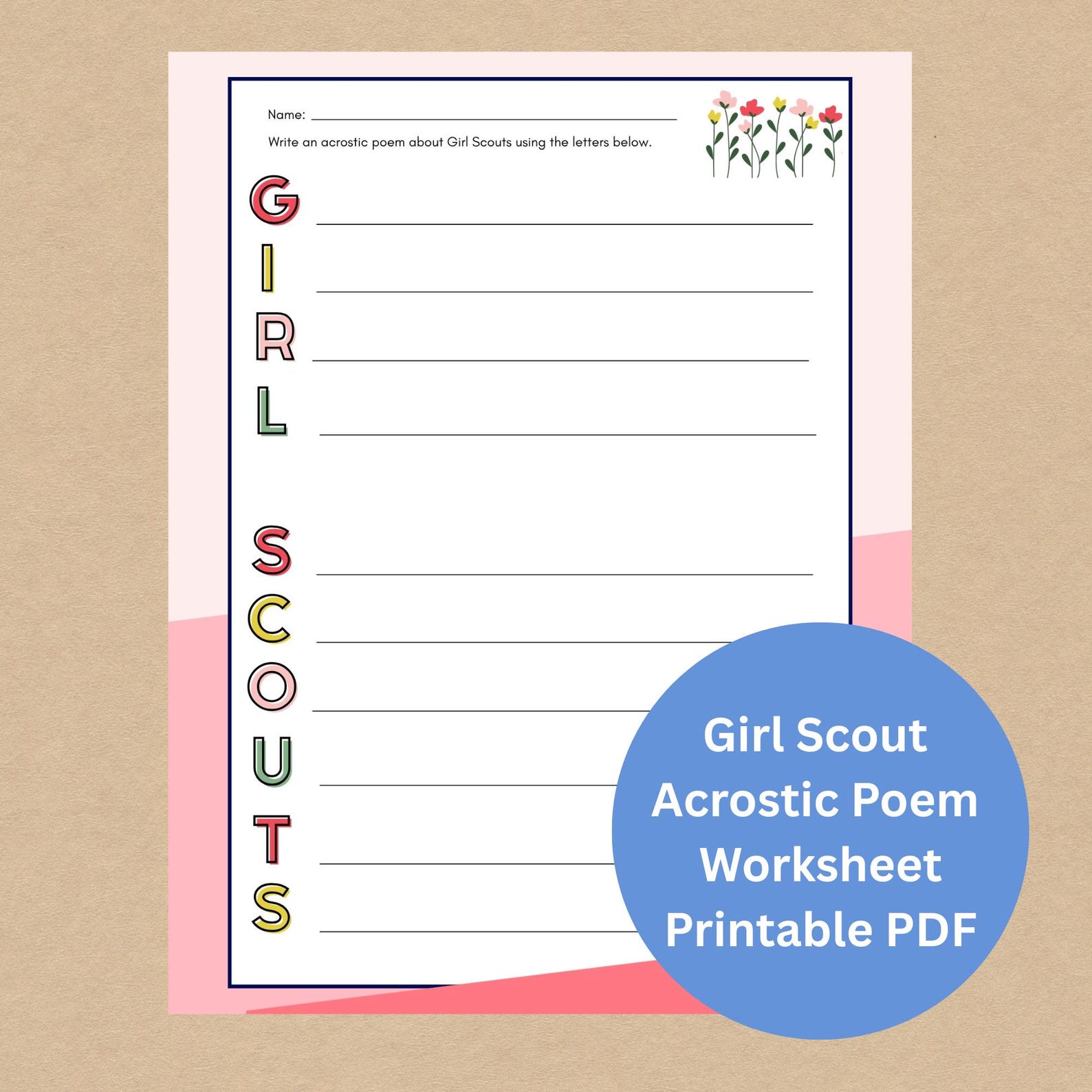Girl Scouts Acrostic Poem Worksheet Intro Activity for Girl Scout ...