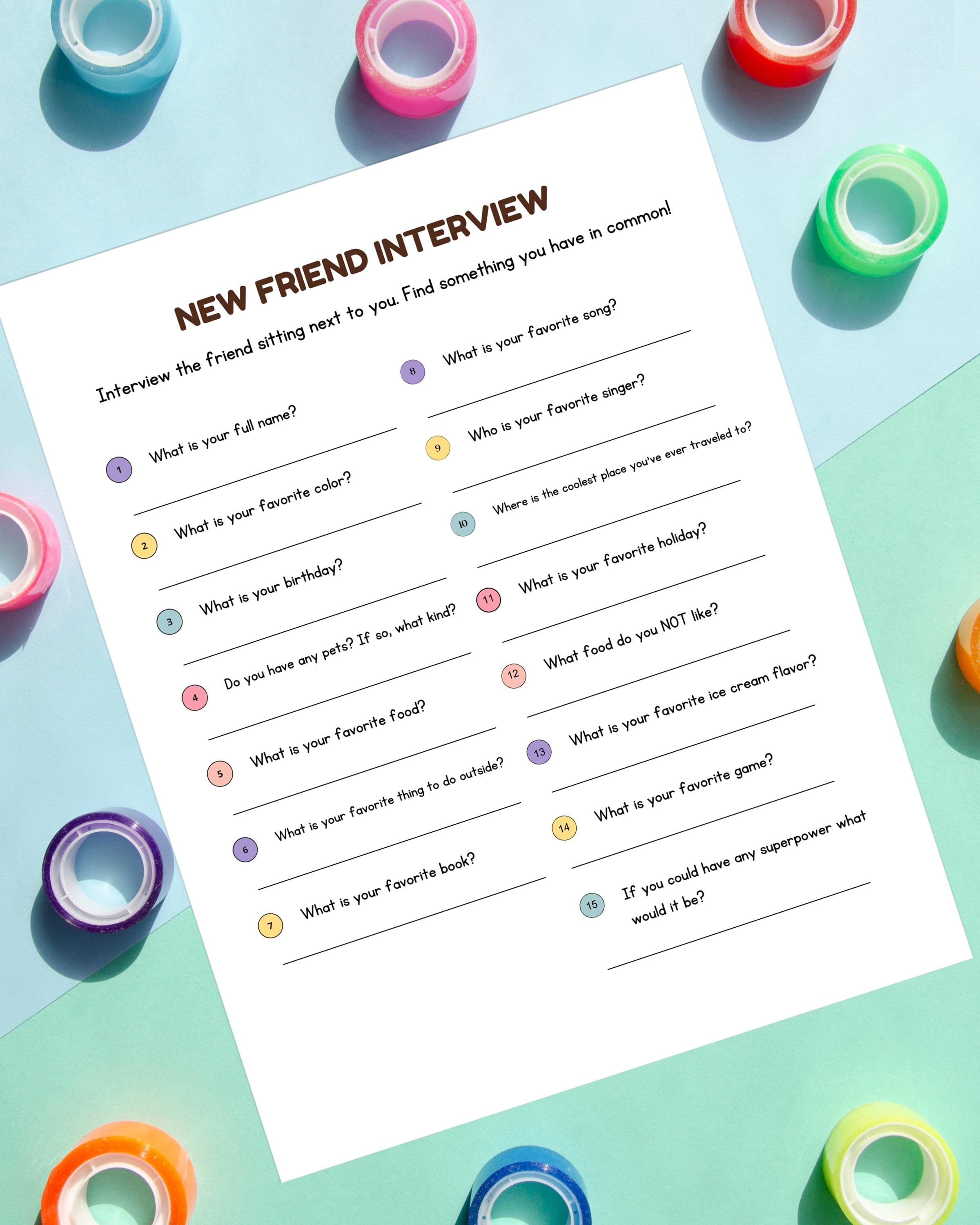 Friend Interview Worksheet Printable, Classroom Get‑to‑know You ...