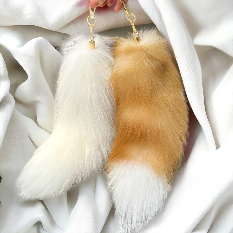 Premium Real Fox Fur Tail Keychain, Furry Keychain, Fox Tail Keychain ...