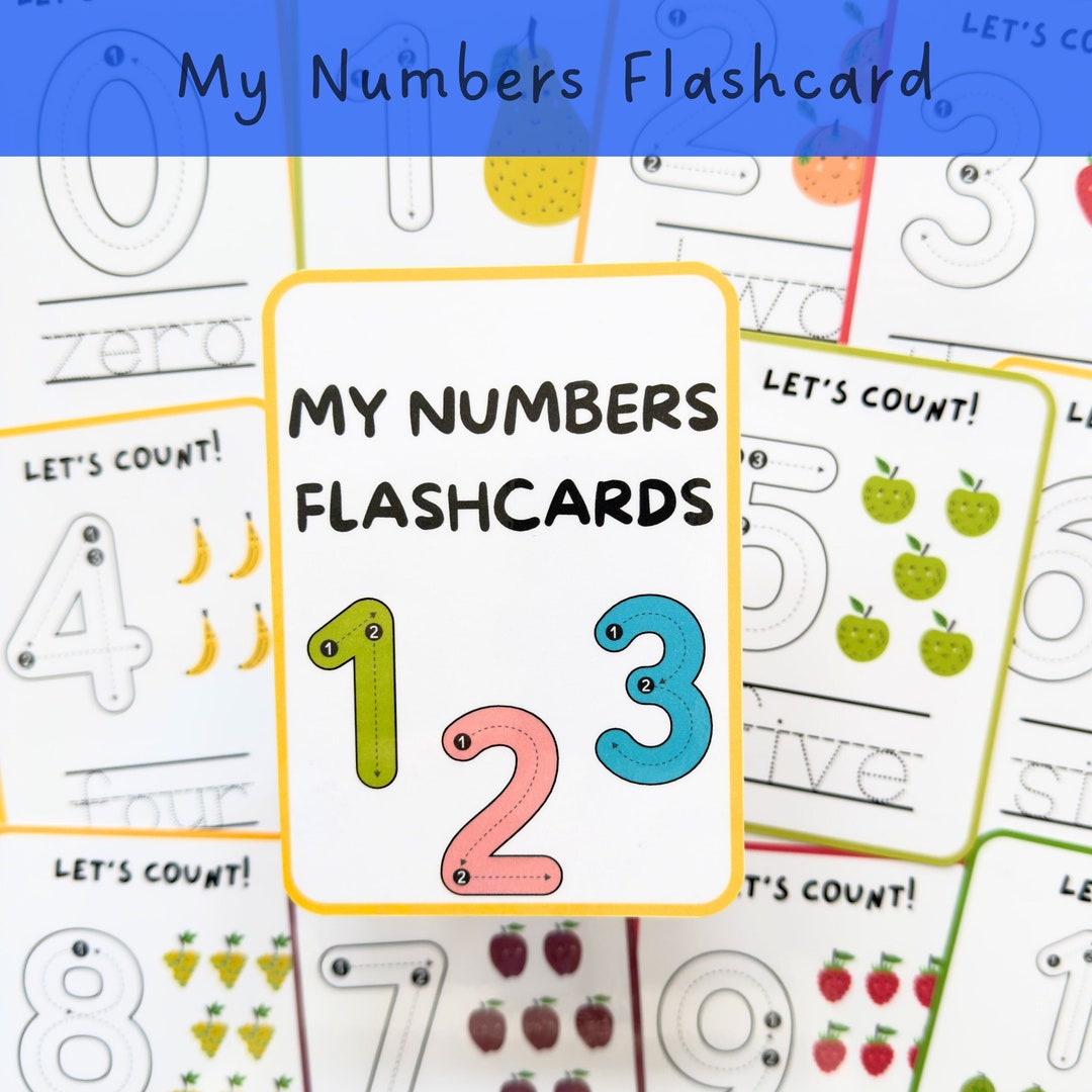 Learning Number Flashcards, Preschool Toddler Learning Resource, Trace ...