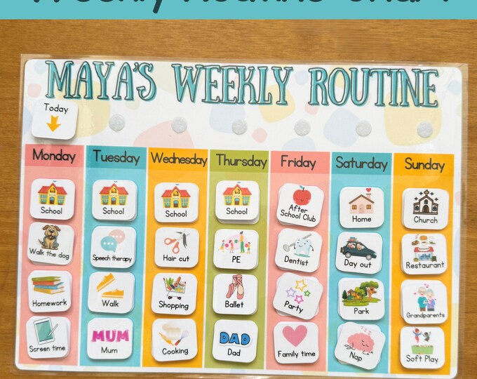 Weekly Routine Chart, Children's Routine Board, Monday to Sunday Chore ...