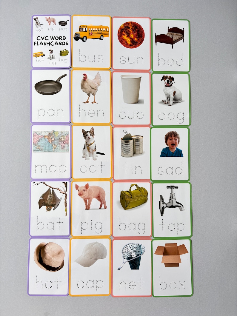 CVC Word Flashcards, Phonic Words, Spelling, Montessori CVC Word ...