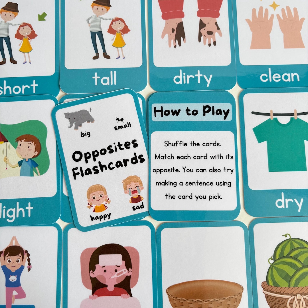 Opposites Flashcards for Kids | Montessori Preschool Learning | Toddler ...