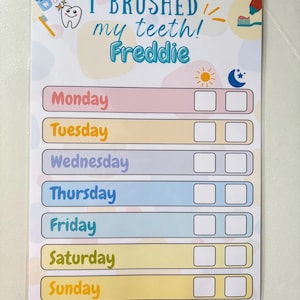 Tooth Brushing Chart, Fun Dental Hygiene Tracker - Teeth Cleaning ...