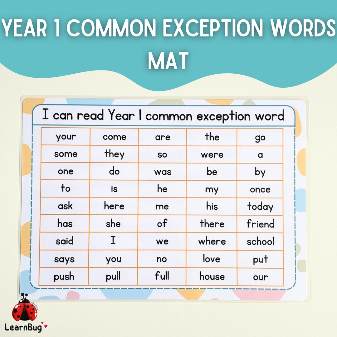 Year 1 Common Exception Words Mat, Reading Phonics, Year 1 Reading Mat ...