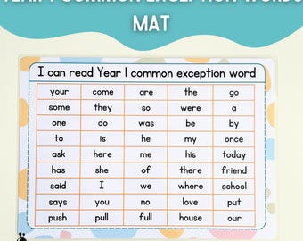 Year One Common Exception Words - Etsy UK