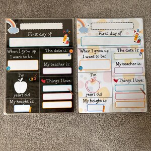 Personalised First & Last Day of School Sign, Memory Board, School ...