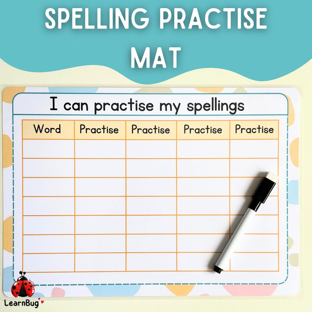 Spelling Mat, Spelling Practise, Learn to Write, Children's Spelling ...