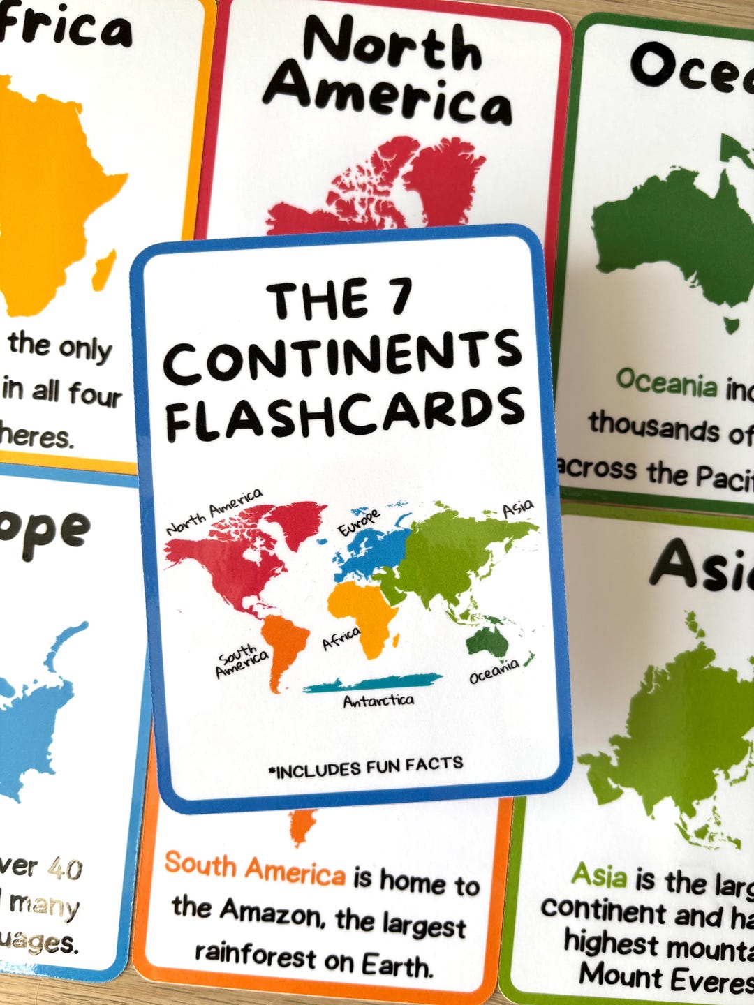 The 7 Continents Flashcards, Geography Flashcards for KS2, Fun Facts ...