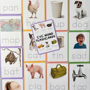 CVC Word Flashcards, Phonic Words, Spelling, Montessori CVC Word ...
