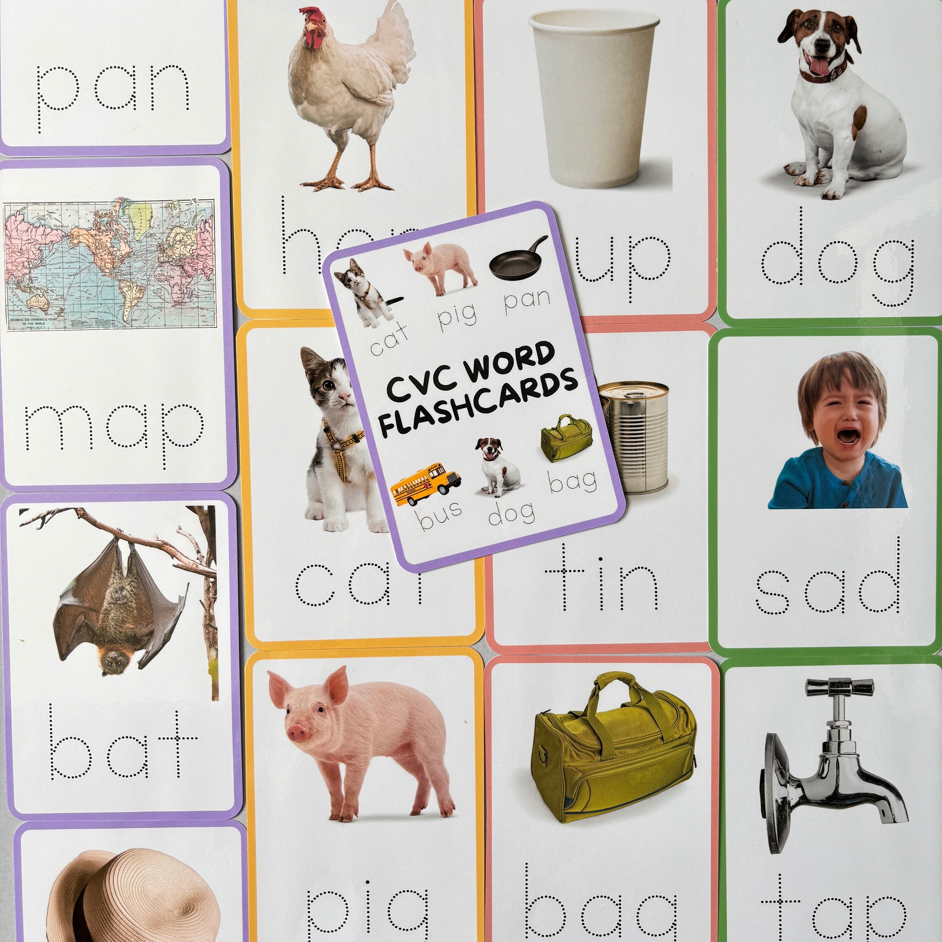 CVC Word Flashcards, Phonic Words, Spelling, Montessori CVC Word ...