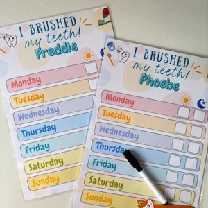 Tooth Brushing Chart, Fun Dental Hygiene Tracker - Teeth Cleaning ...