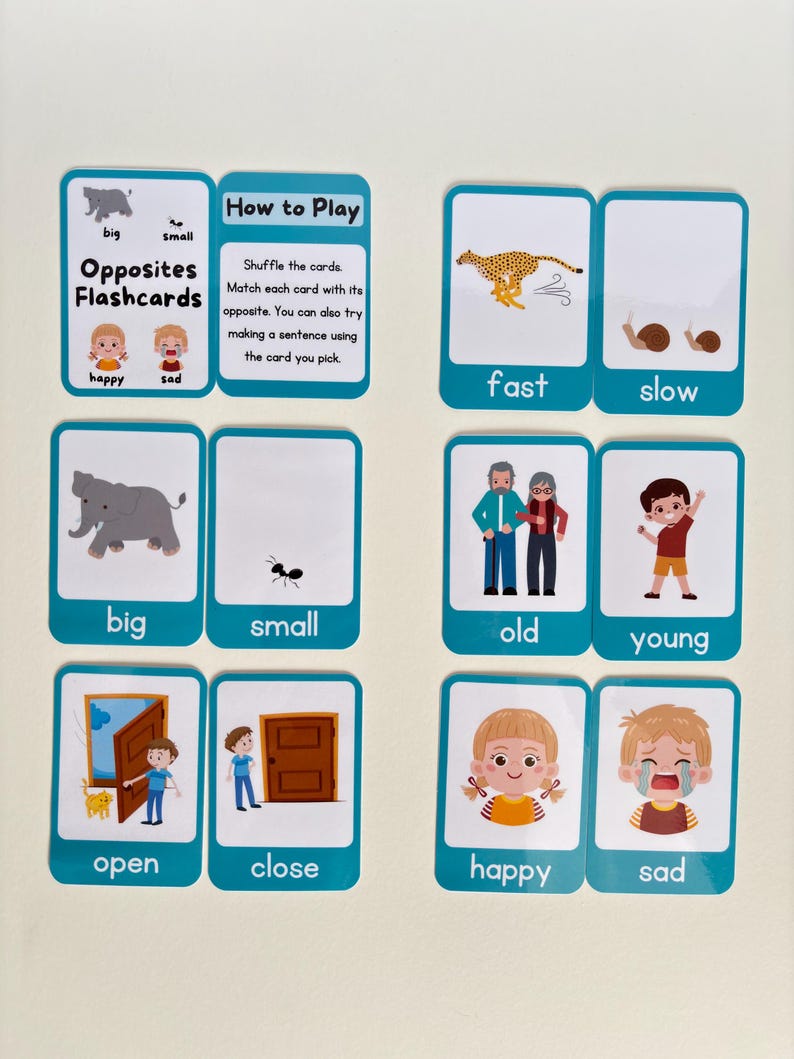 Opposites Flashcards for Kids | Montessori Preschool Learning | Toddler ...