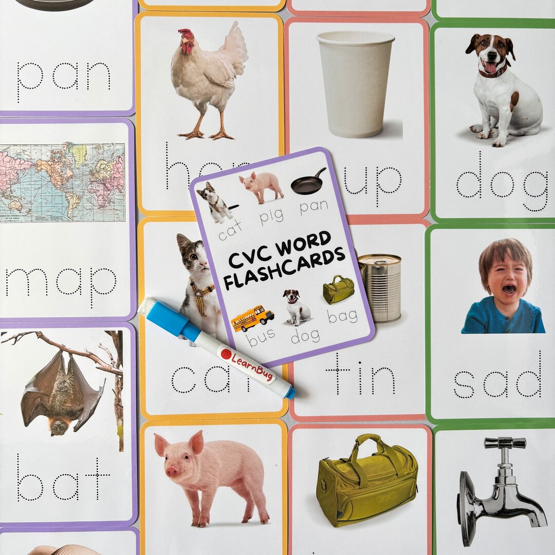 CVC Word Flashcards, Phonic Words, Spelling, Montessori CVC Word ...