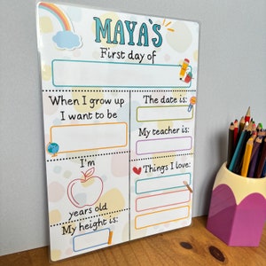 Personalised First & Last Day of School Sign, Memory Board, School ...