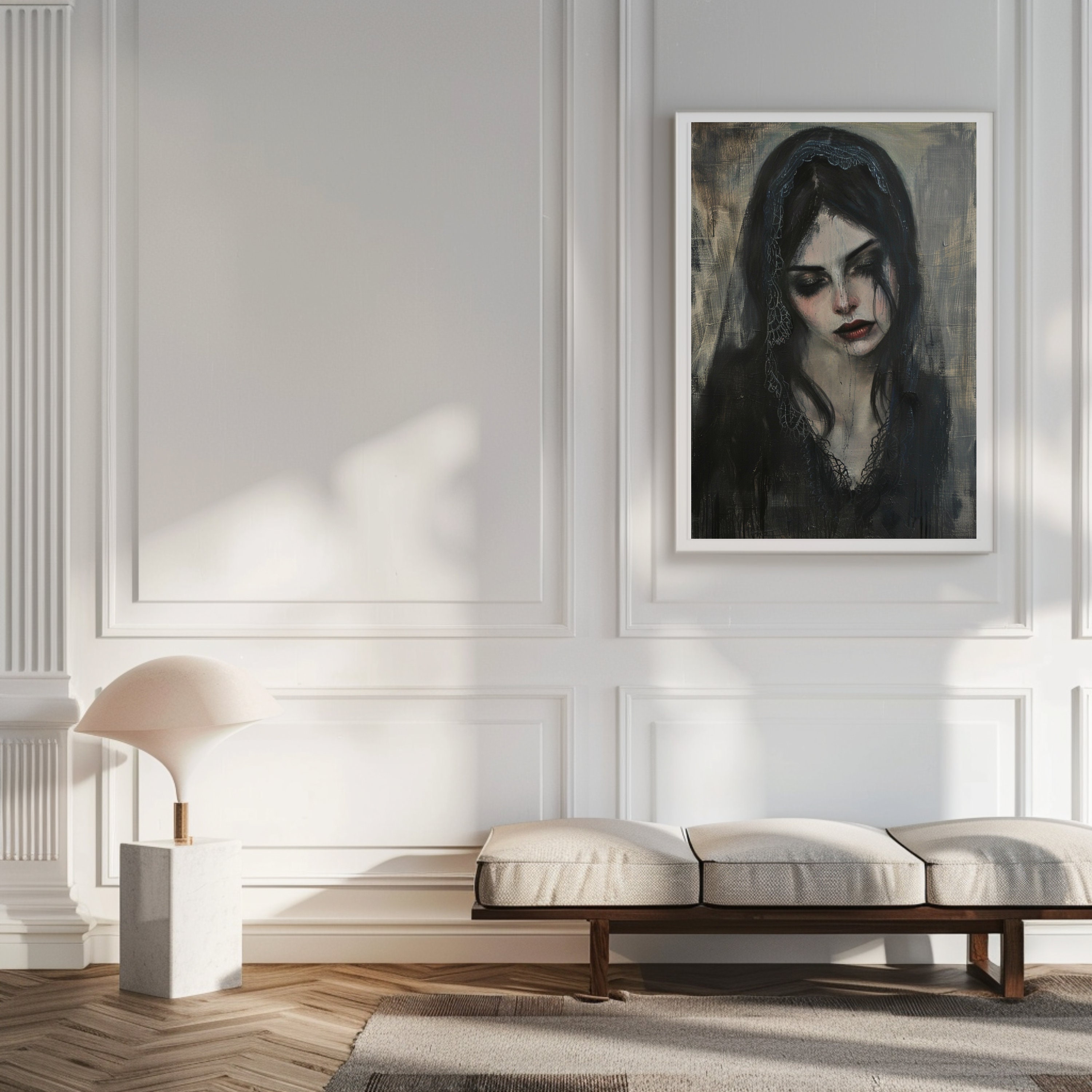 Crying Gothic Woman Poster, Oil Panting, Wall Art, Dark Decor Aesthetic ...