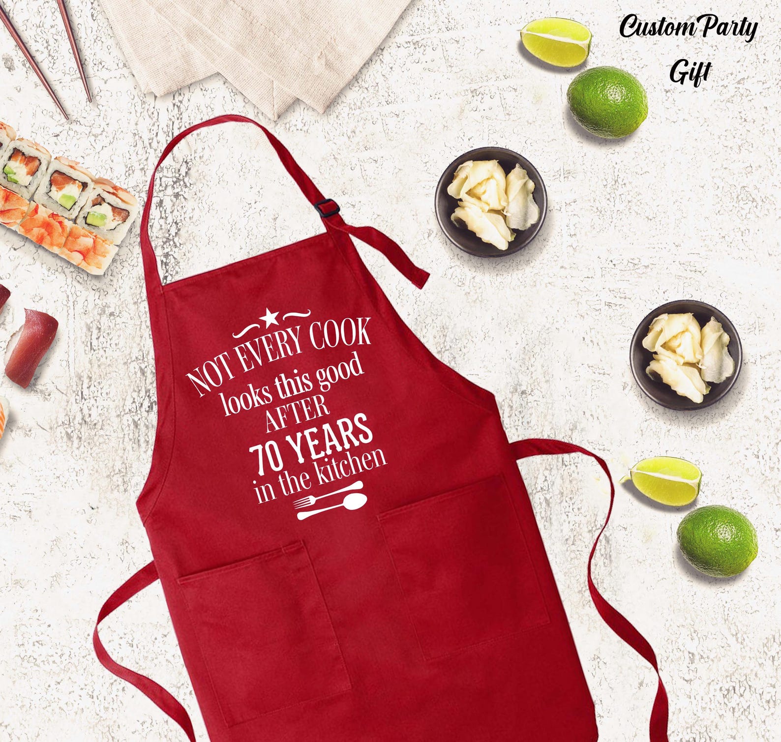 70th Birthday Gift, Funny Apron Cooking Gift,personalised Present for ...