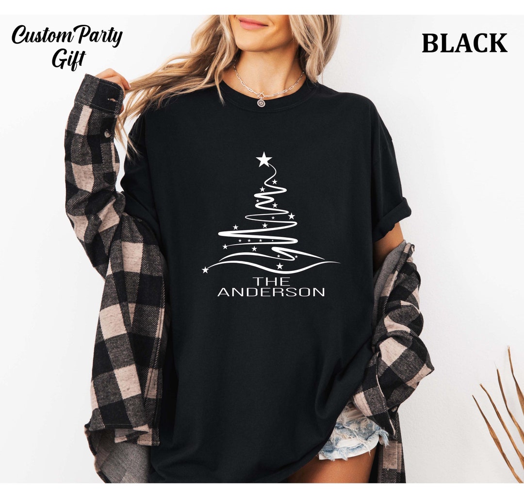 Custom Family Christmas Tree Shirts, Family Name Print Shirt, Custom ...