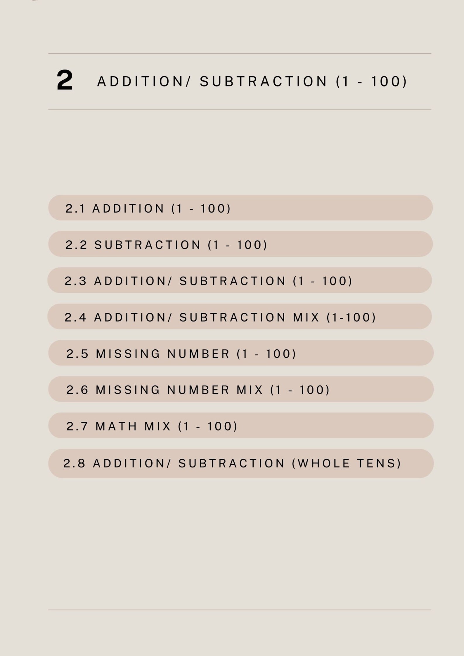 24 Printable Math Worksheets 1-100 Addition Subtraction Whole Tens ...