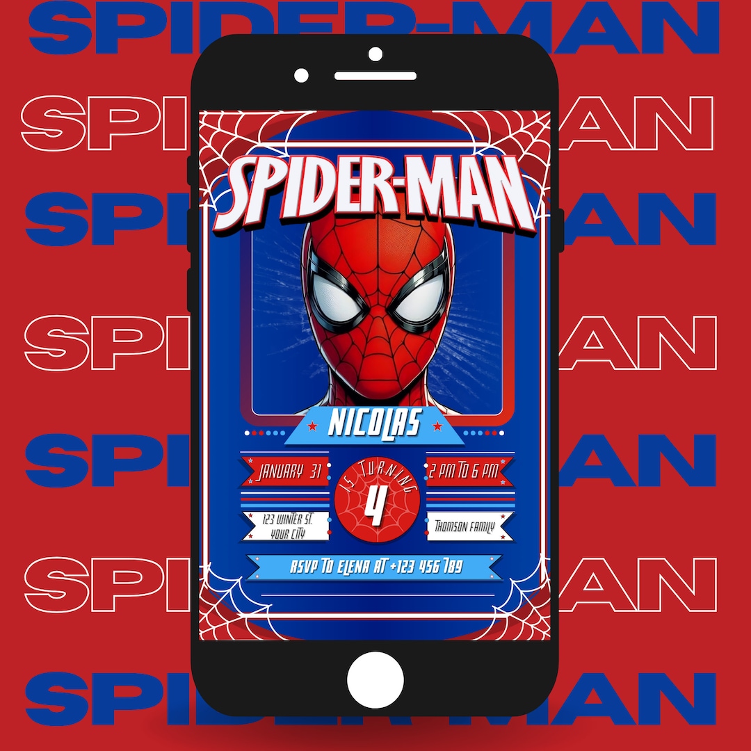 Spiderman Birthday Invitation / Superhero Party Invitation / Digital ...