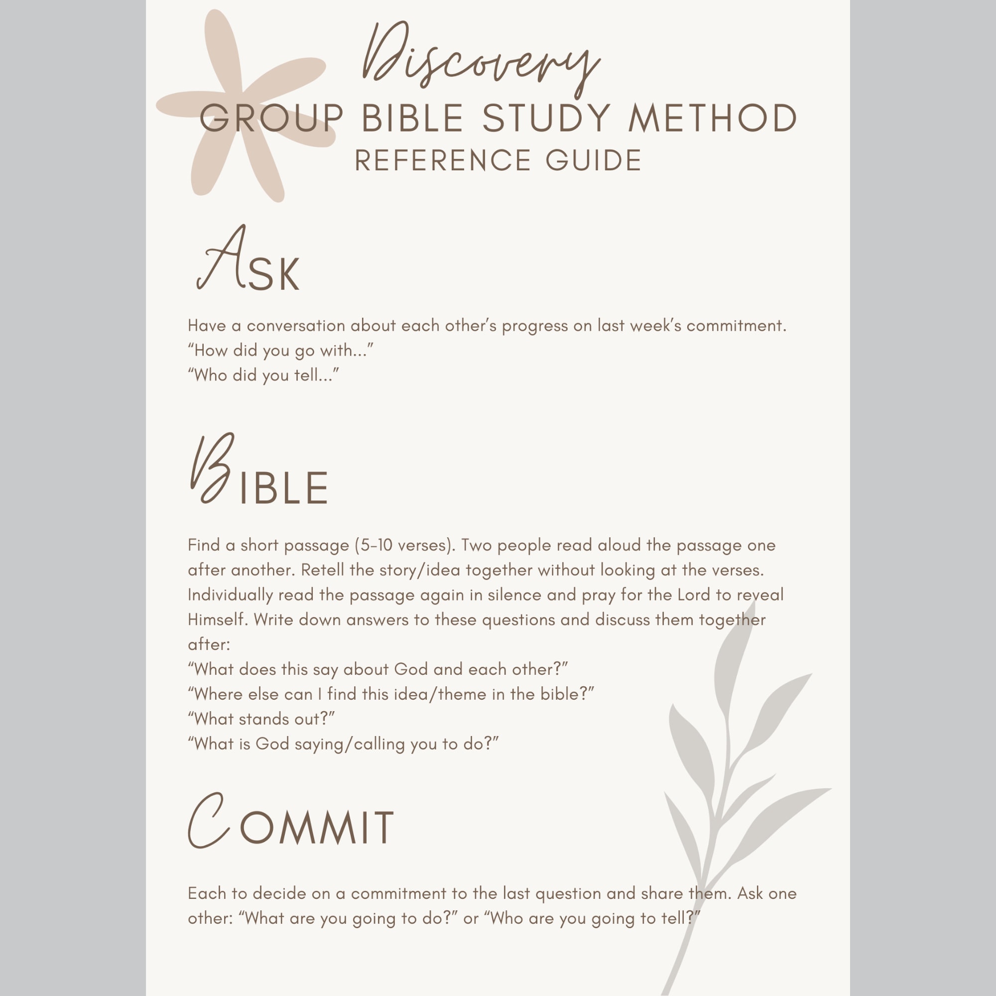 Discovery Bible Method DBM Group Bible Study Printable Download ...