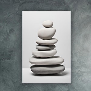Japandi Canvas Painting ZEN ROCK FORMATION 1, Minimalist Zen Wall Art ...