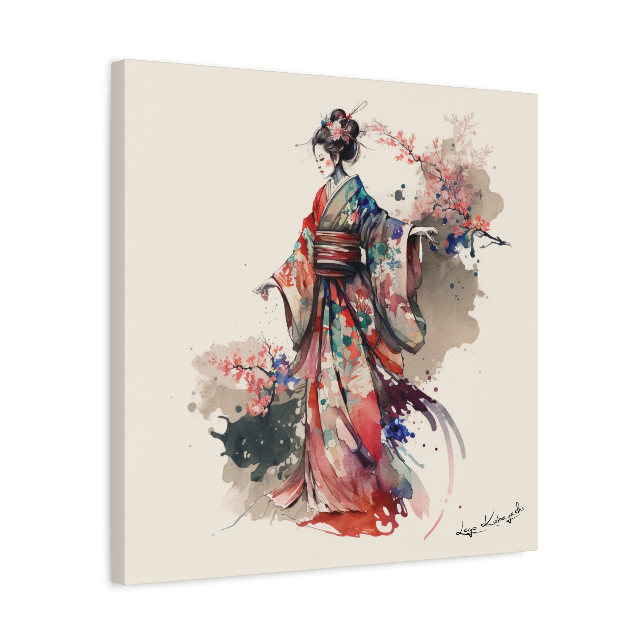 Geisha 2 FUKUNAMI, Artist-signed Original Art on Canvas, Japanese Wall ...
