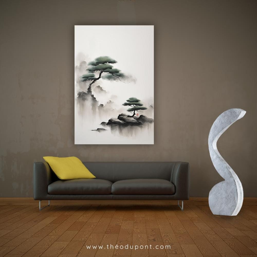 Japandi Canvas Painting ZEN 49, Minimalist Zen Wall Art Gift, Living ...