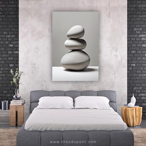 Japandi Canvas Painting ZEN ROCK FORMATION 3, Minimalist Zen Wall Art ...