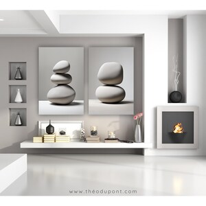 Japandi Canvas Painting ZEN ROCK FORMATION 3, Minimalist Zen Wall Art ...