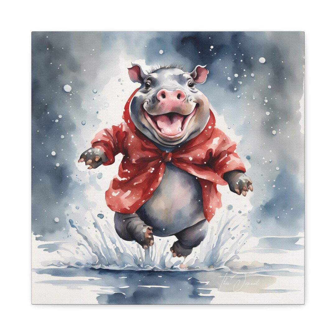 BABY PYGMY HIPPO 11, Cute Animal Art, Nursery Large Wall Decor ...