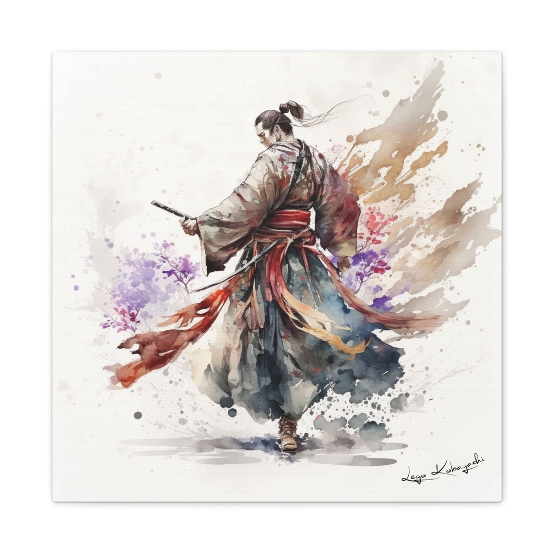 Samurai #6 KUSUNOKI MASASHIGE, Artist-signed Canvas Art, Japanese Wall ...